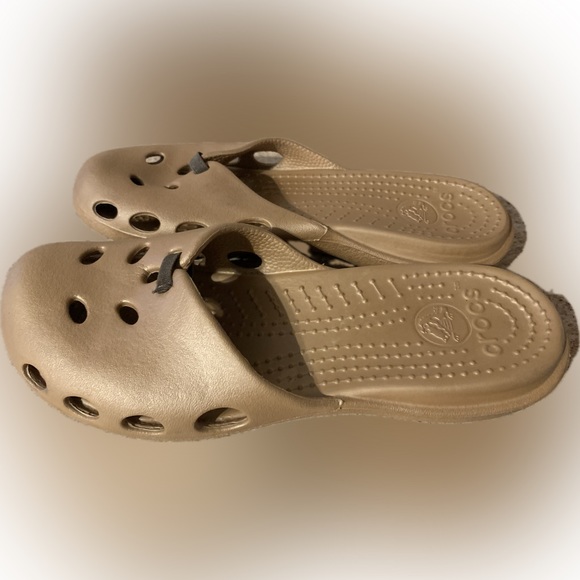 CROCS | Shoes | Crocs Slip On Slide Sandals Metallic Copper Color ...